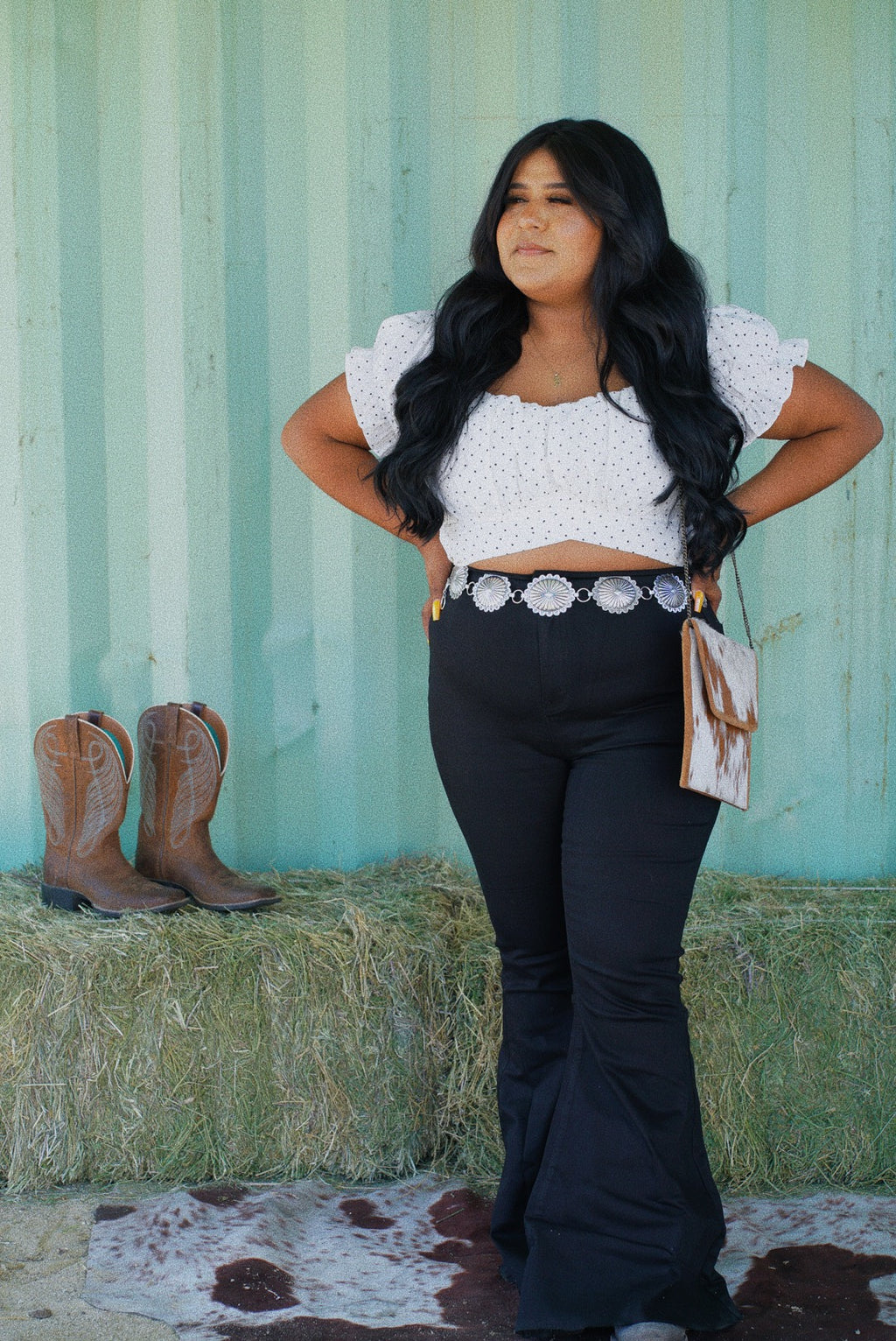 Ruth Cropped Blouse - White Plus – Rodeo Ready Ranchwear